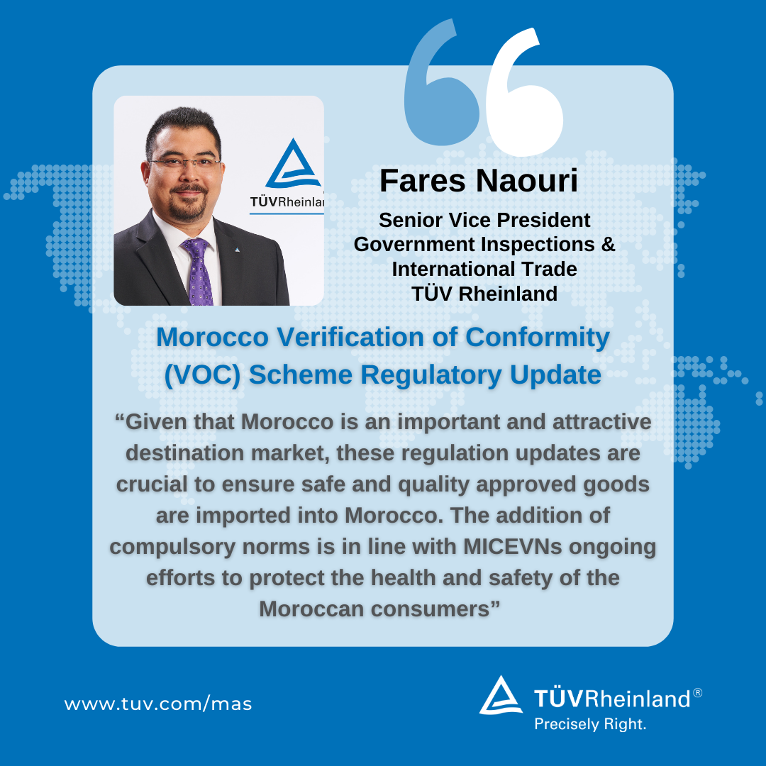 TÜV Rheinland: Morocco reinforces the import regulation for selected ...